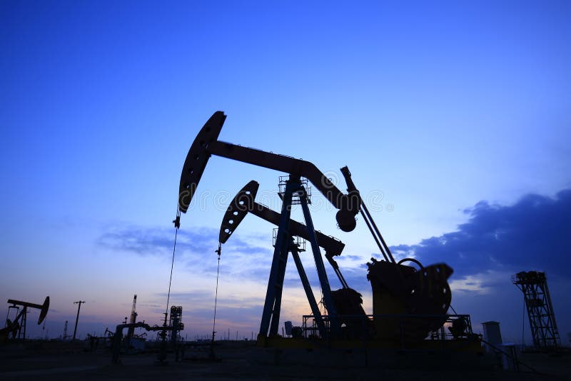 Oil pump is running stock photo. Image of silhouette - 118459964