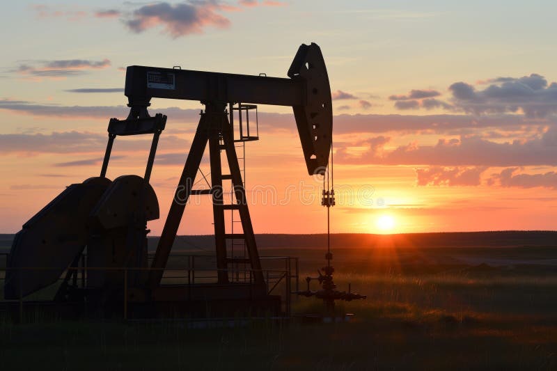 Oil Pump Silhouette with a Sunrise Backdrop Stock Image - Image of ...