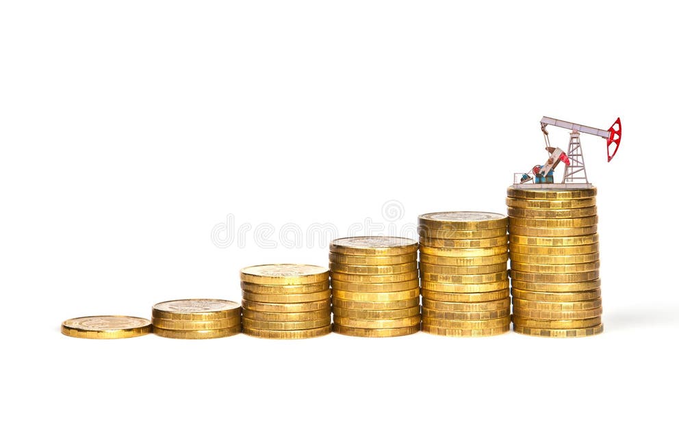 Oil Pump on a Stack of Coins Stock Photo - Image of gasoline, barrel ...