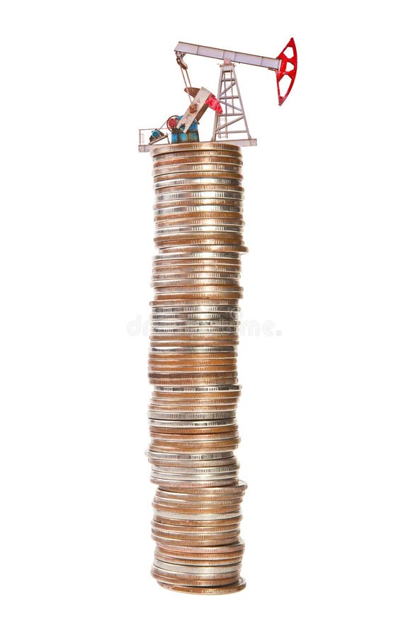 Oil Pump and Stack of Coins Stock Photo - Image of stack, drop: 58358466
