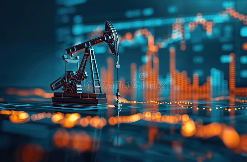 Oil Pump & Stock Market Stock Illustration - Illustration of extraction ...