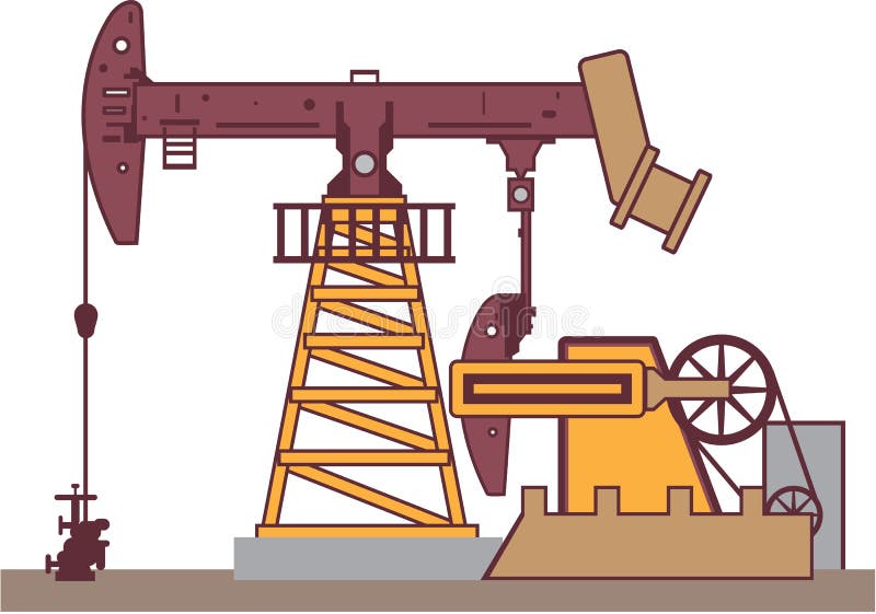 Oil Pumping Unit Against Sunset. Stock Vector - Illustration of ...
