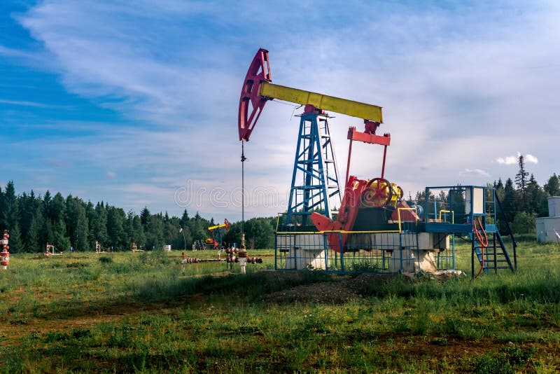 Oil Pumping Stations in a Clearing in the Forest Stock Image - Image of ...
