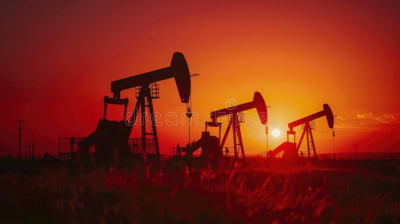 The Oil Pumping in Sunset.AI Generated Image Stock Image - Image of ...