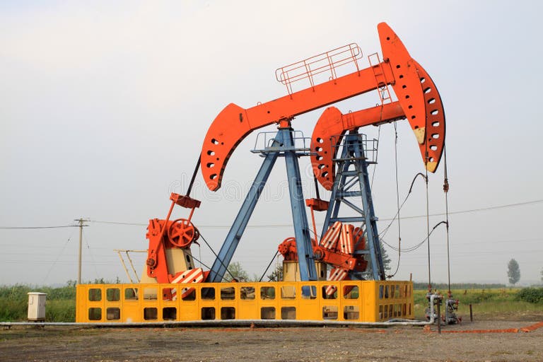 Oil Pumping Unit in Working Stock Photo - Image of development, pump ...