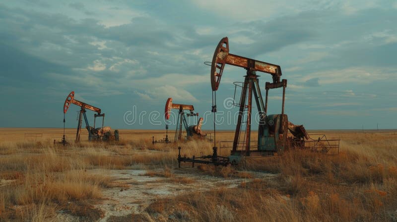 Oil Pumps in a Field, Suitable for Industrial Concepts Stock Photo ...