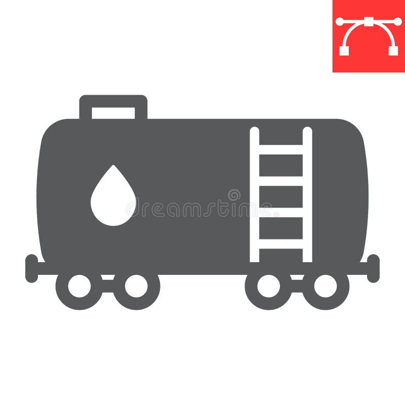 Oil Railway Tank Glyph Icon, Oil Train and Fuel Carriage, Oil Tank ...