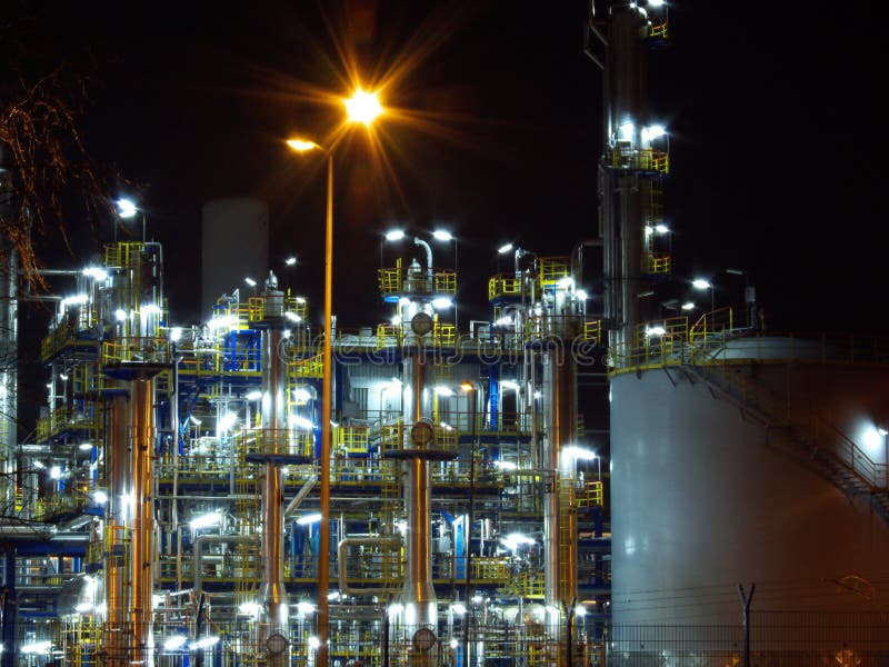Refinery at night stock photo. Image of fumes, tank, occupation - 1856978