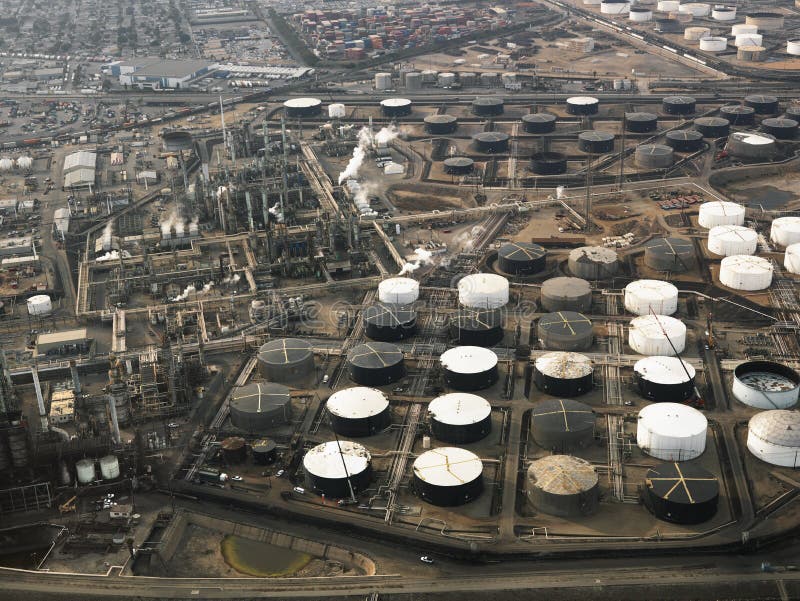 Oil refinery aerial. stock photo. Image of california - 3418042