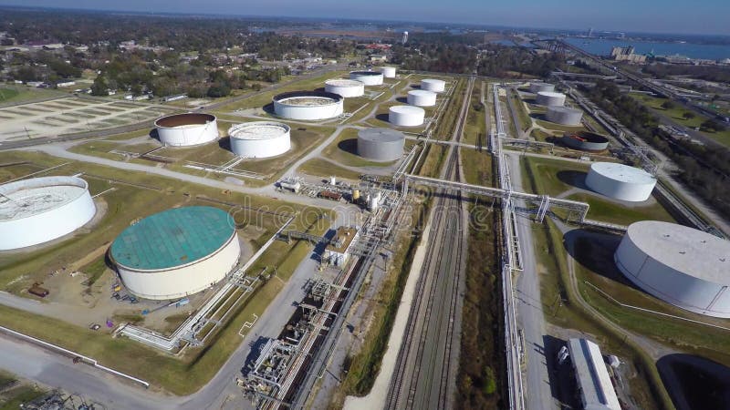 Oil Refinery Aerial Drone Video Stock Footage - Video of refinery ...