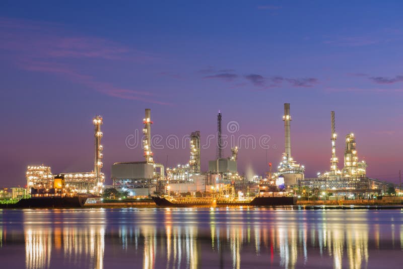 Oil Refinery Along the River. Stock Image - Image of environment ...