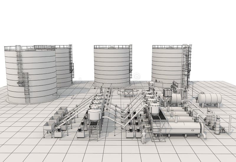 Chemical Production, Waste Processing Plant, Exterior Visualization, 3D ...