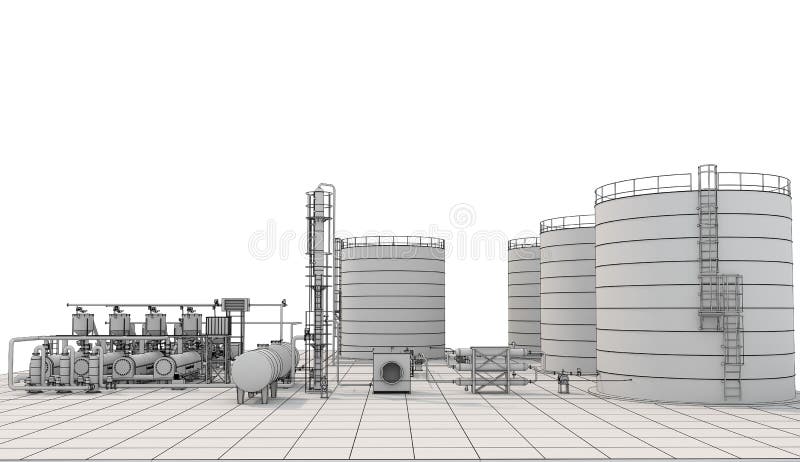 Chemical Production, Waste Processing Plant, Exterior Visualization, 3D ...