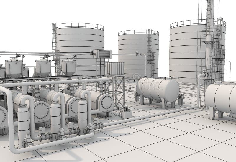 Chemical Production, Waste Processing Plant, Exterior Visualization, 3D ...