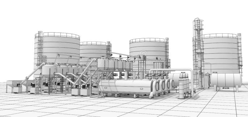 Chemical Production, Waste Processing Plant, Exterior Visualization, 3D ...
