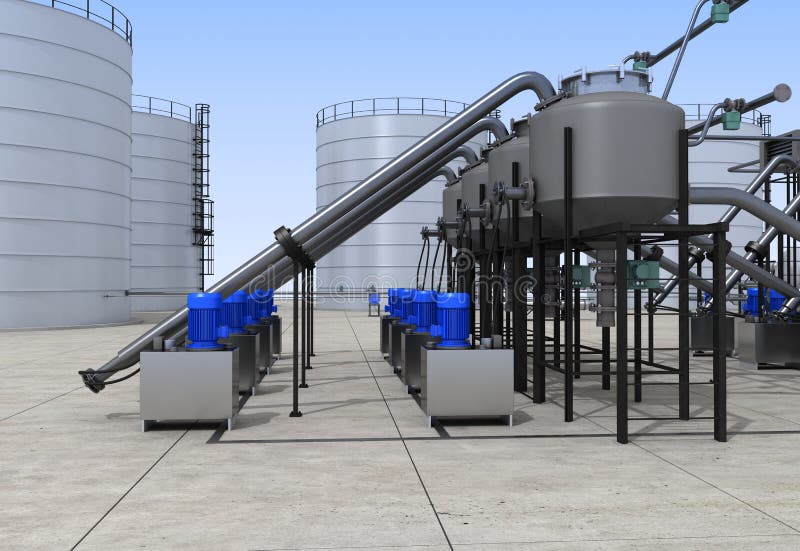 Chemical Production, Waste Processing Plant, Exterior Visualization, 3D ...