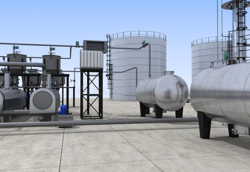 Chemical Production, Waste Processing Plant, Exterior Visualization, 3D ...