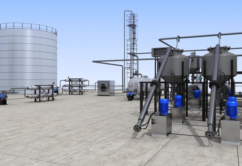 Chemical Production, Waste Processing Plant, Exterior Visualization, 3D ...