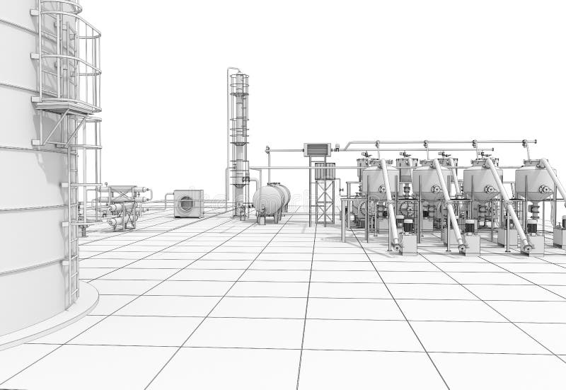Chemical Production, Waste Processing Plant, Exterior Visualization, 3D ...