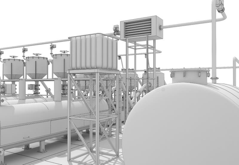 Chemical Production, Waste Processing Plant, Exterior Visualization, 3D ...