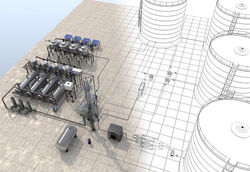 Chemical Production, Waste Processing Plant, Exterior Visualization, 3D ...
