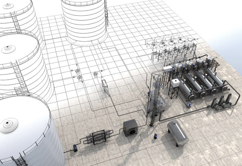 Chemical Production, Waste Processing Plant, Exterior Visualization, 3D ...