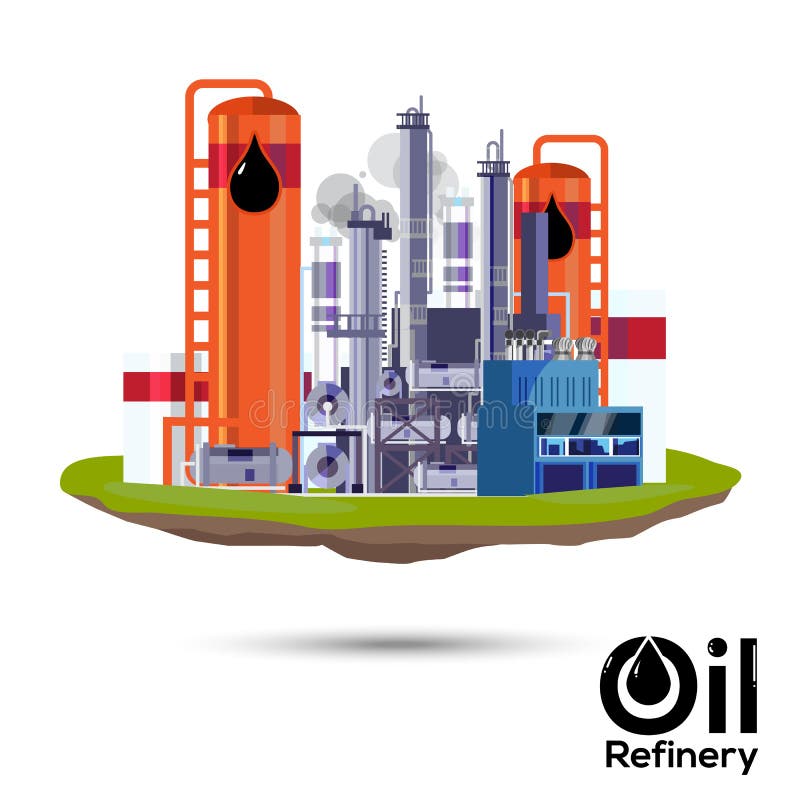 Oil Refinery. Factory Design - Stock Illustration - Illustration of ...