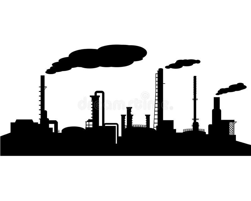 Oil Refinery Industry Silhouette Stock Vector - Illustration of barrels ...