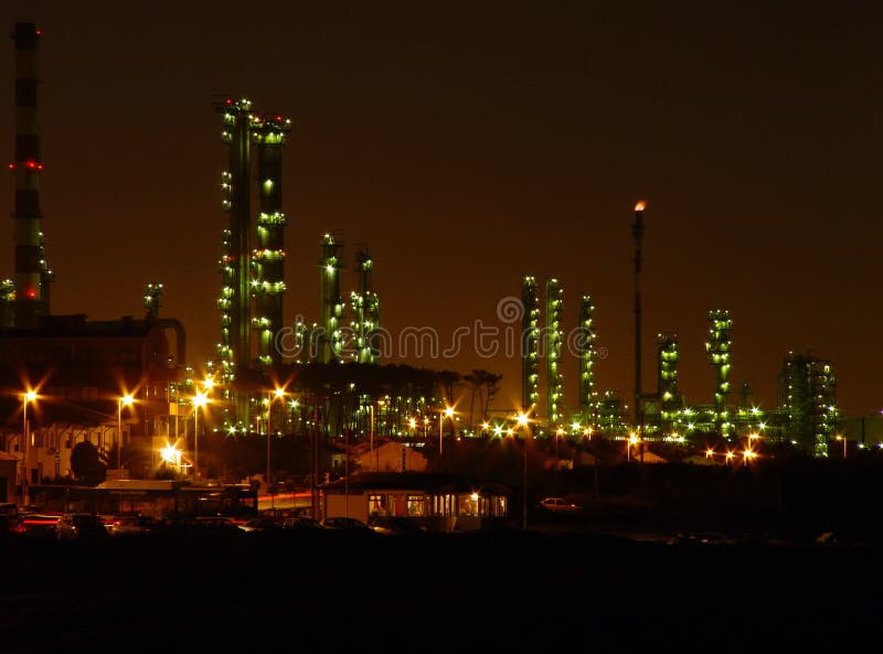 Oil refinery by night stock photo. Image of lanterns, valve - 3571636