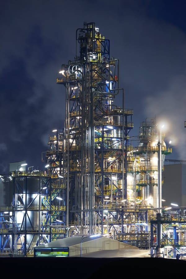 Oil refinery at night stock image. Image of refinery, clouds - 3780587