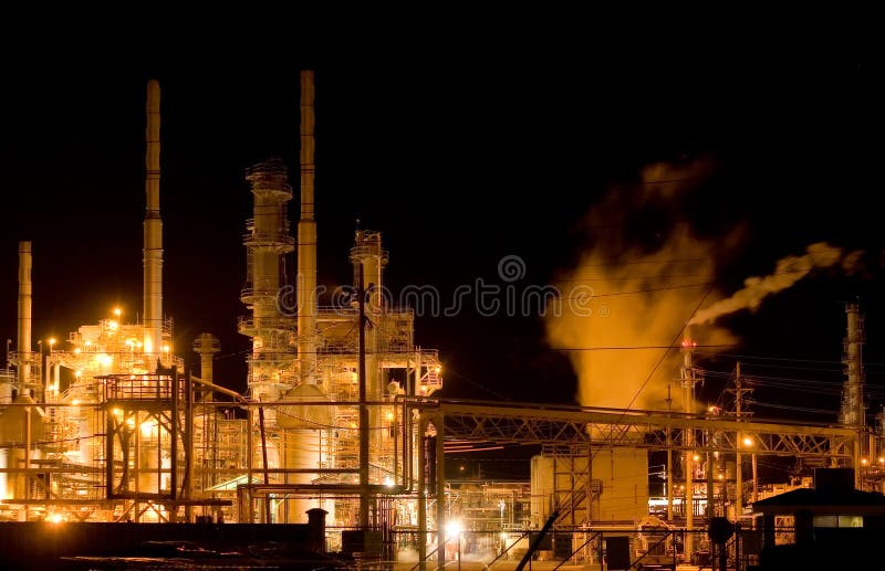 Oil refinery at night stock image. Image of louisiana - 3983263
