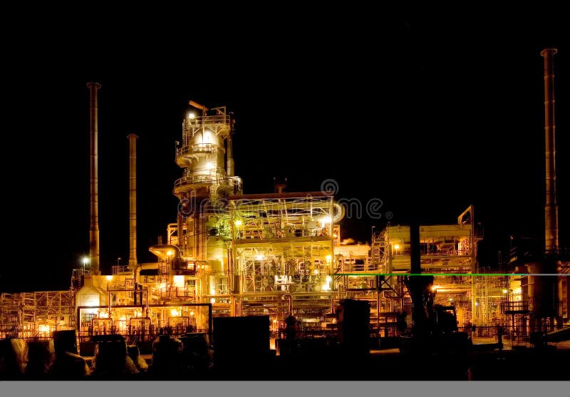 Oil refinery at night stock photo. Image of cooling, environment - 3983264