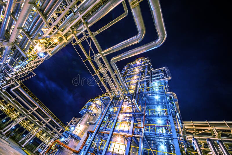 Oil Refinery at Night stock photo. Image of energy, industry - 51030576
