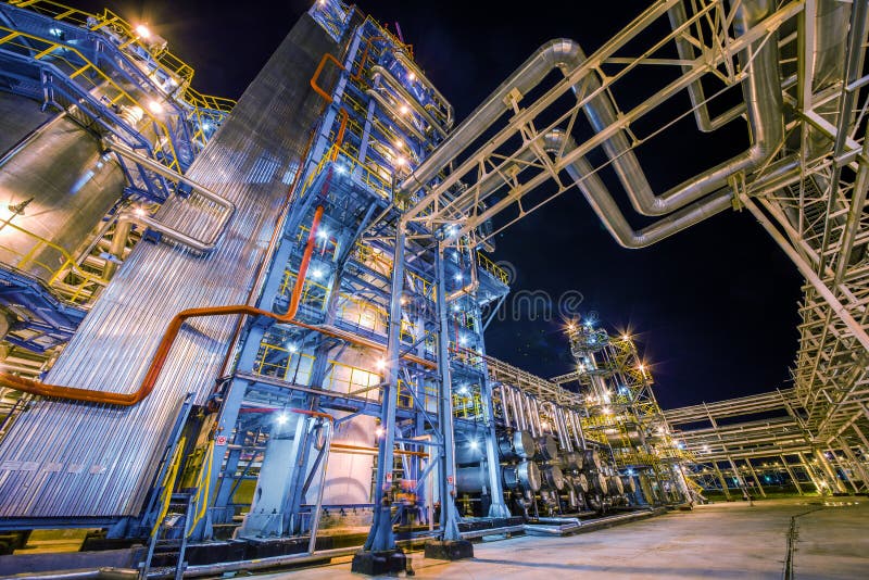 Oil Refinery at Night stock photo. Image of energy, industry - 51030576
