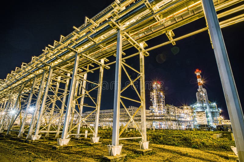 Oil Refinery at Night stock photo. Image of energy, industry - 51030576