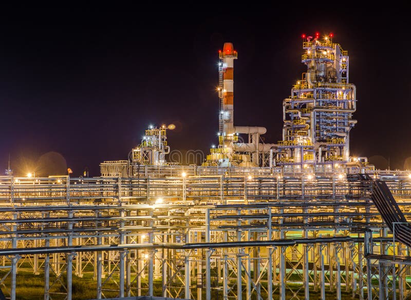 Oil Refinery at Night stock photo. Image of energy, industry - 51030576