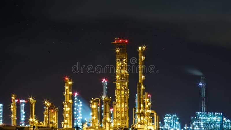 Oil refinery at night stock photo. Image of carbon, energy - 47976642