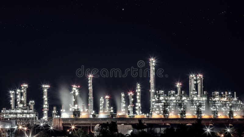 Oil Refinery at Night stock image. Image of production - 2534017