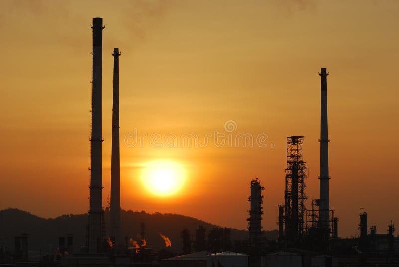 Beautiful Sunset Petrochemical Oil Refinery Factory Plant Stock Photo ...