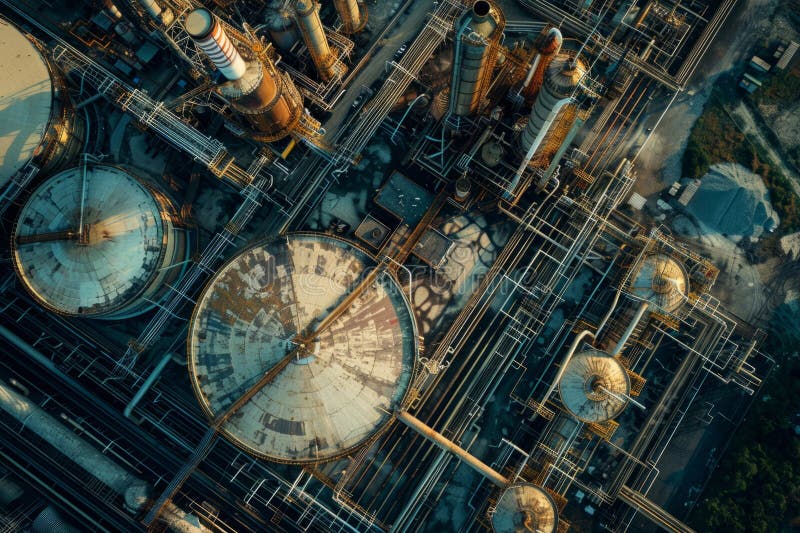 Oil Refinery Plant Top View Stock Image - Image of power, engineering ...