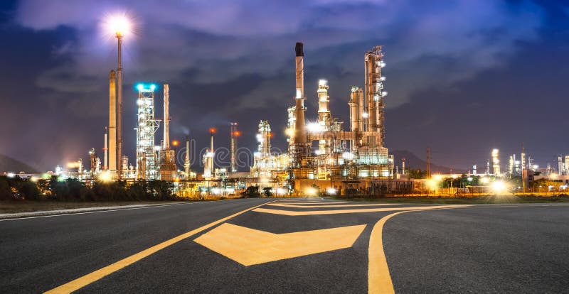 Oil refinery stock image. Image of power, glowing, outdoor - 56433263