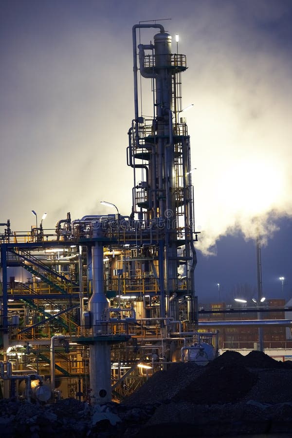 Oil refinery with steam stock image. Image of fumes, smoke - 3780541