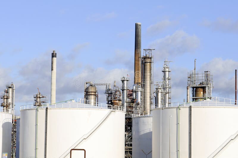 Oil Refinery and Storage Tanks Stock Image - Image of utility, business ...