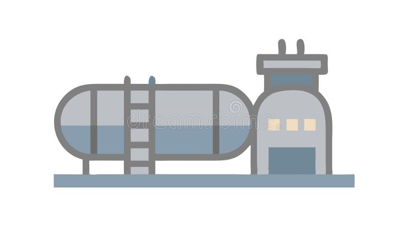 Oil Refinery with Storage Tanks and Processing Units, Vector Design ...