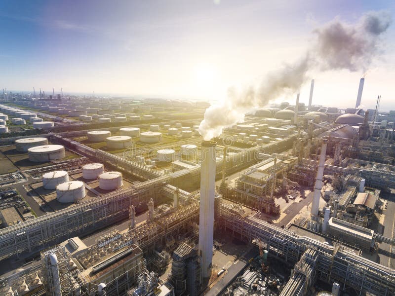 Oil Refinery with Sunlight Background Stock Photo - Image of industrial ...