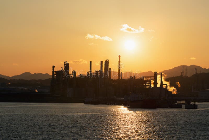 Oil Refinery before a Sunset Stock Image - Image of plant, tanker: 65245717