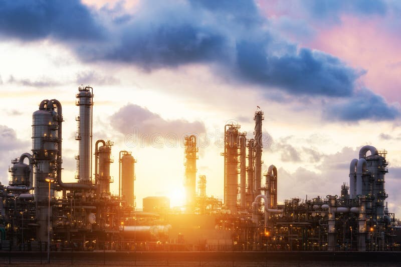 Oil Refinery at Sunset in Rotterdam, Netherlands Stock Photo - Image of ...
