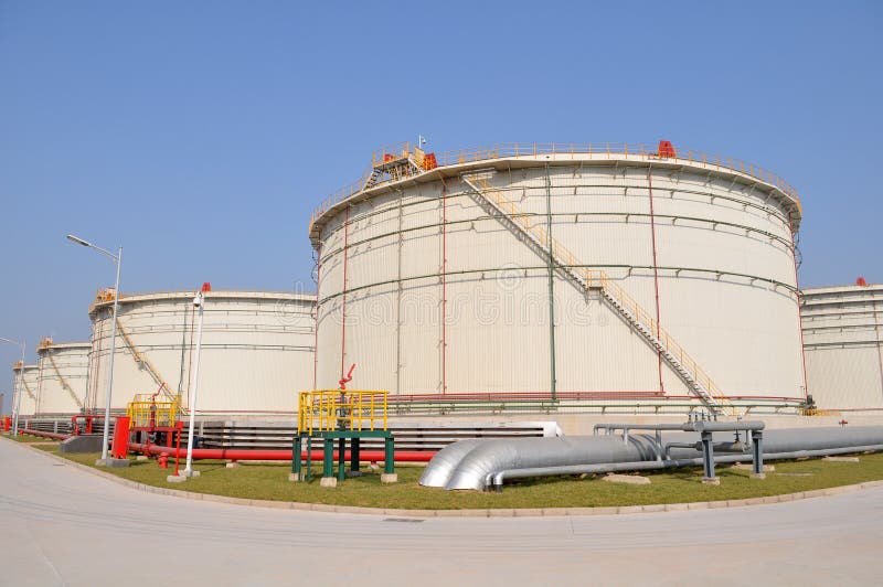 Oil Refinery Tanks stock photo. Image of production, hydrocarbon - 16700288