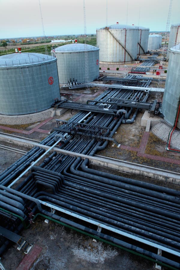 Oil storage tanks stock photo. Image of overhead, pump - 5095742