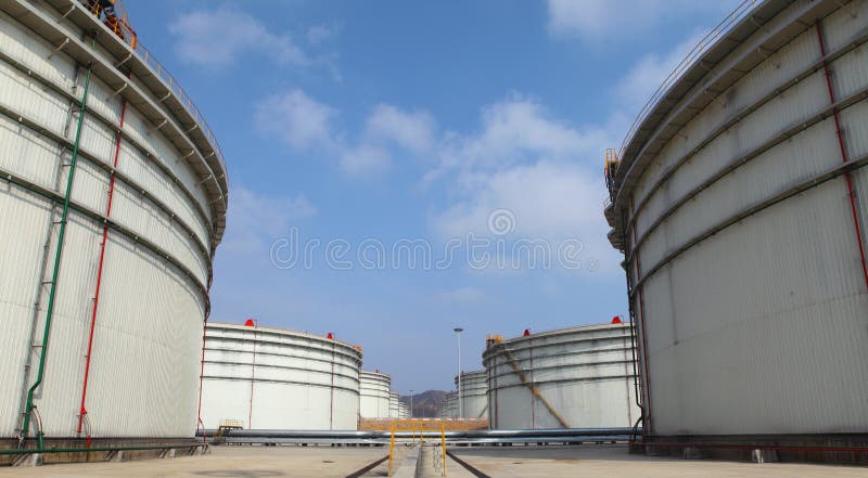 Oil Refinery Tanks stock image. Image of environment - 17346483